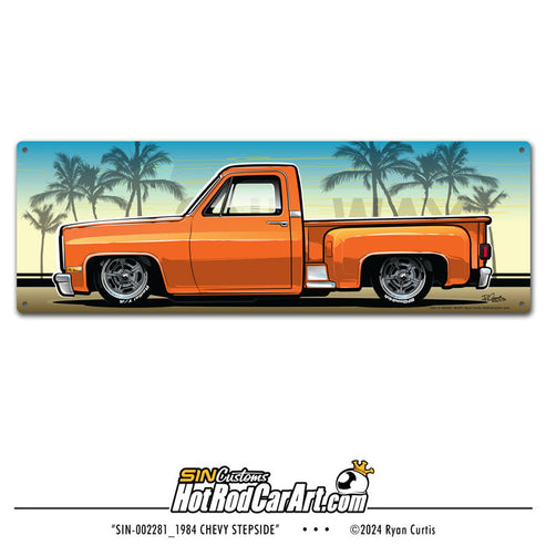 1984 Chevy Stepside - Banner/Poster – SIN Customs - HotRodCarArt.com