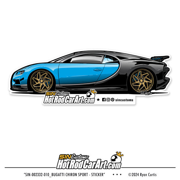 Bugatti Chiron -- Sticker – SIN Customs - HotRodCarArt.com